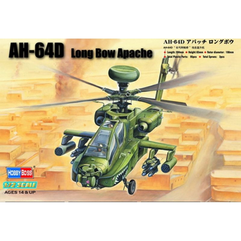Hobbyboss AH-64D LONG BOW APACHE PLASTIC MODEL MILITARY KIT HELICOPTER ...