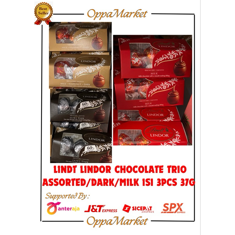 Lindt LINDOR CHOCOLATE TRIO CONTENTS 3PCS IMPORTED CHOCOLATE ASSORTED ...