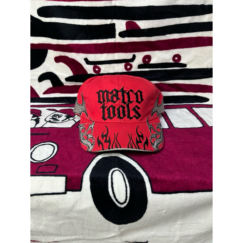 Matco tools red black flames adjustable hook loop strapback hat ...