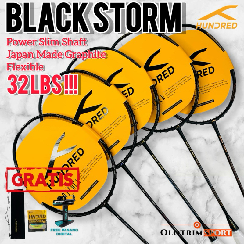 Original HUNDRED BLACK STORM JAPAN MADE GREPHITE Badminton Racket ...