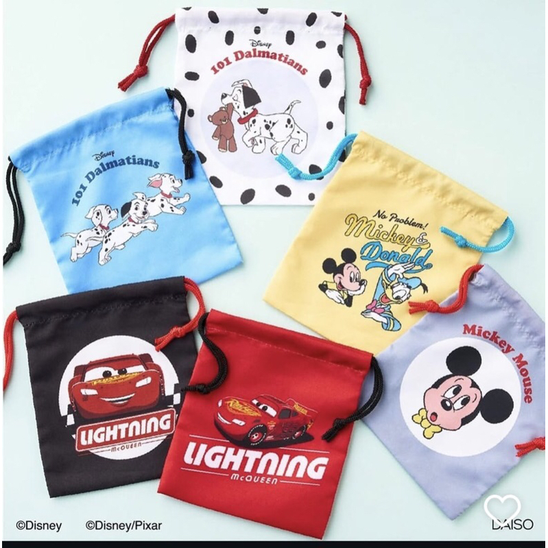 Drawstring bag disney edition dalmatians mickey and donald cars ...