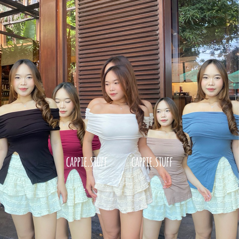 Cappie- TOP SABRINA SPLIT SPANDEX | Shopee Malaysia