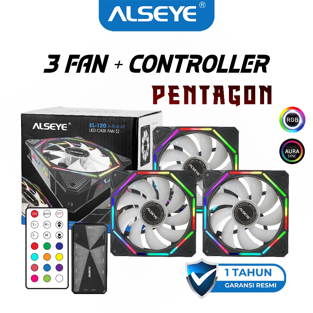 Alseye Fan Case Casing 12cm RGB Fullset Controller Case Pentagon EL120 ...