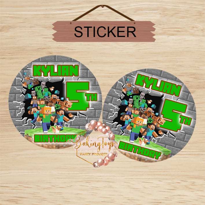 Mine Craft Sticker Pudding / Tumpeng / Souvenir / Birthday / Birthday ...