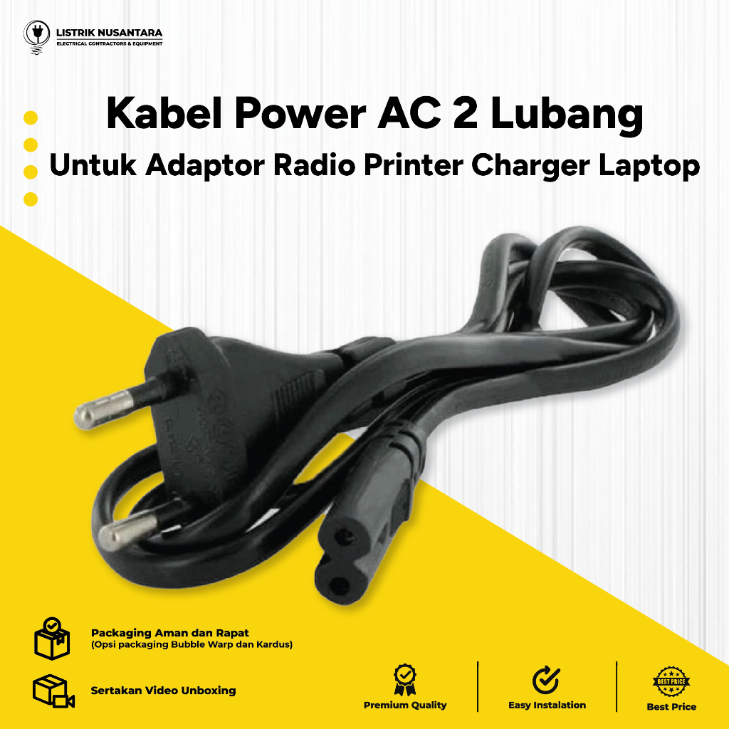 Ac Power Cable 2 Hole Number 8 for Radio Adapter Printer Charger Laptop ...