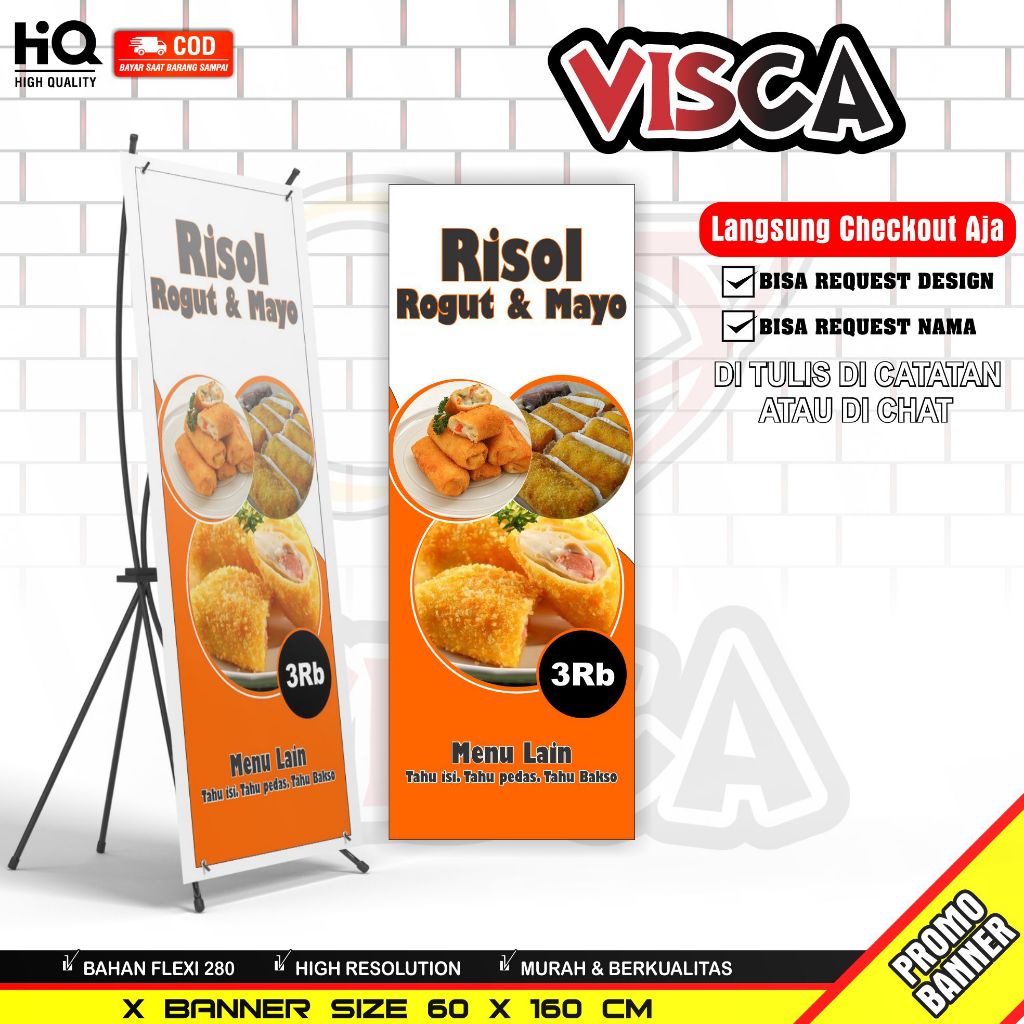X Banner Risol - Viral Risol Banner Size 60 x 160cm | Shopee Malaysia