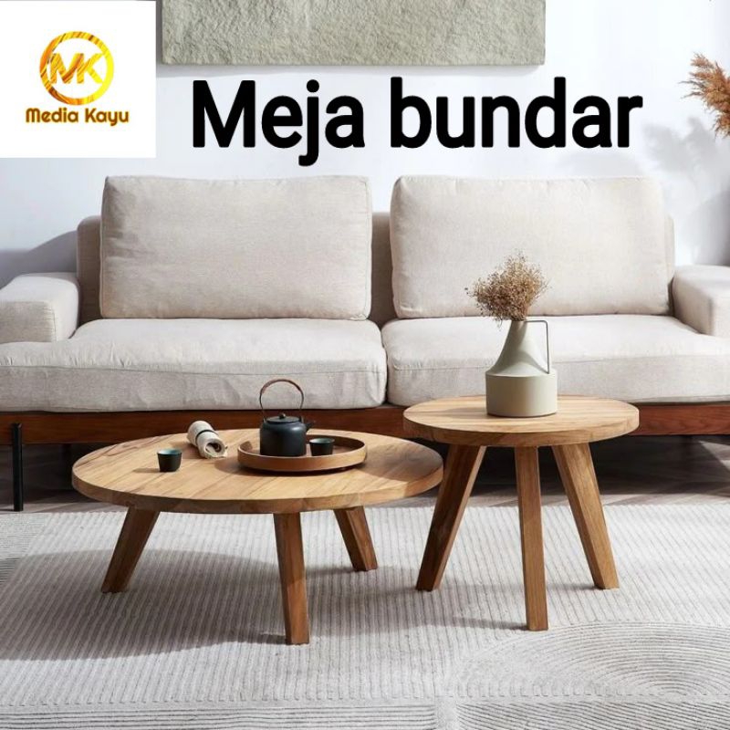 KAYU Scandinavian Japandi Lesehan Minimalist Round Table - Elegant ...