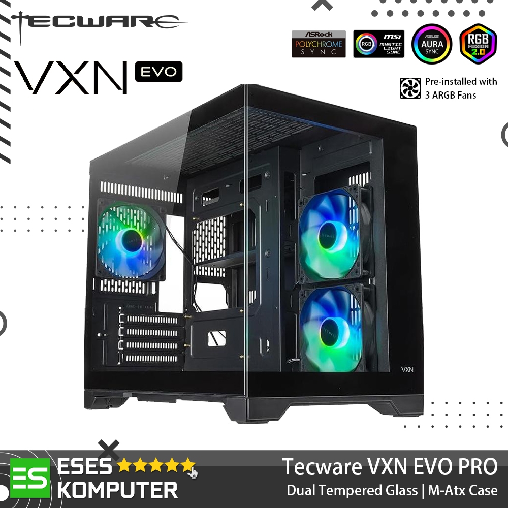 Tecware VXN EVO PRO m-ATX Case | Pre-Installed 3X ARGB Fans | Shopee ...