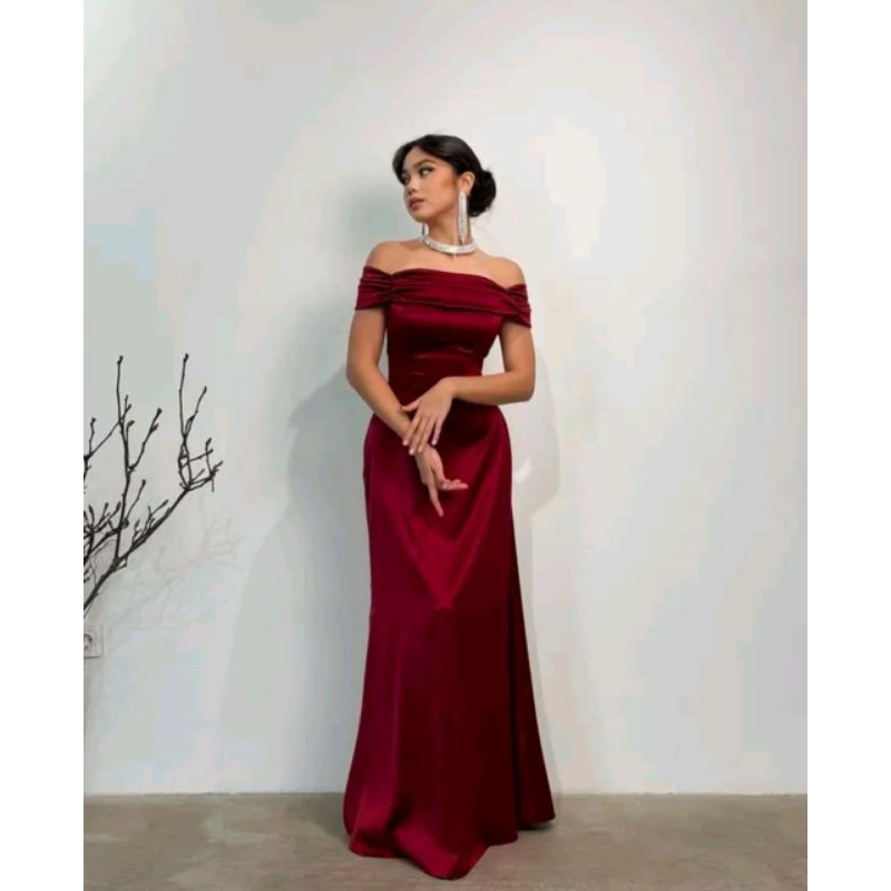 ASA Long Dress Satin Silk Dress Sabrina Party Bridesmaid Maxi Dress ...