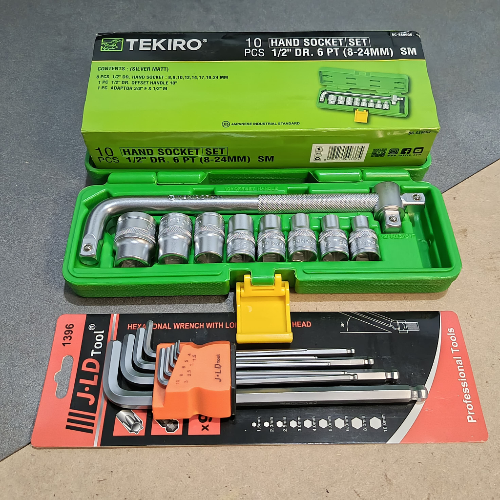 Tekiro Hand Socket Set 10 Pcs 1/2" Dr 6 Pt 8 - 24 Mm 1 Box / Shock ...