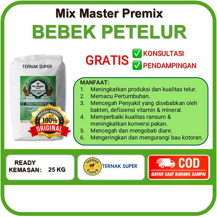 MIX MASTER PREMIX DUCK LAYER 25 KG - Feed Supplement for Laying Ducks ...
