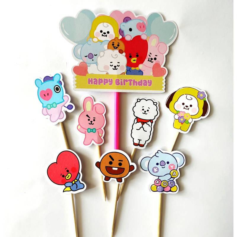 TOPPER BT21 (LA-001) / CAKE TOPPER BT21 / CAKE TOPPER BT21 / CUPCAKE ...