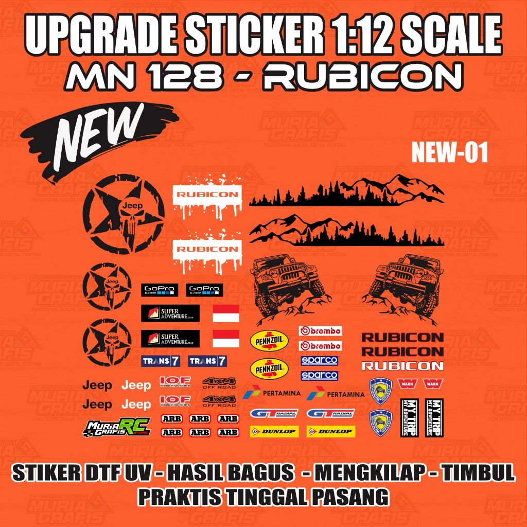 New DESIGN UPGRADE RC CAR STICKER MN 128 RUBICON 1:12 SCALE | Shopee ...