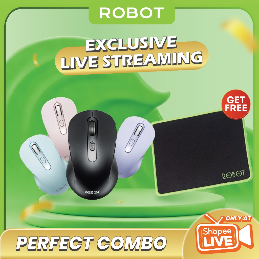 [FOR LIVE] FREE MOUSE PAD ROBOT Wireless Mouse M206 2.4GHz Optical ...