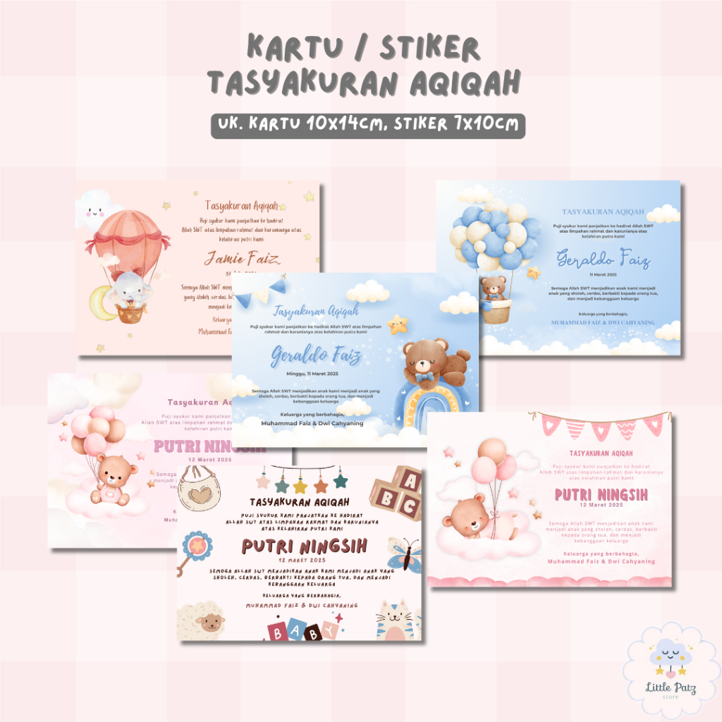 NEW DESIGN!! TASYAKURAN BOY/GIRL AQIQAH CARD/STICKER (CONTENTS 50PCS ...