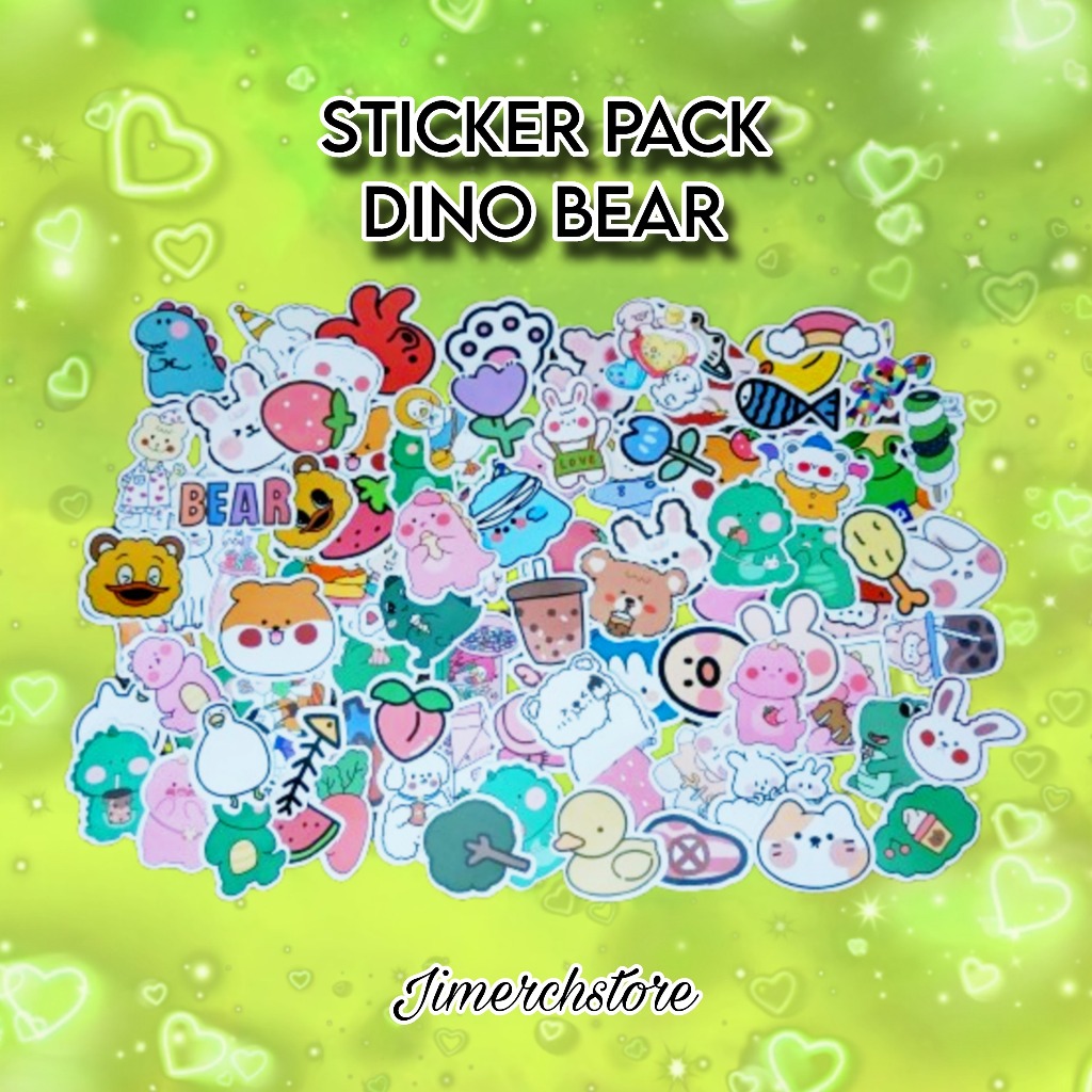 DINO BEAR STICKER STICKER Pack set contains 50 pcs | Shopee Malaysia