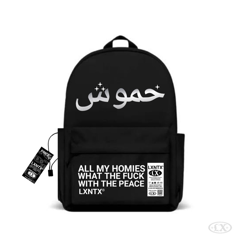 LXNTX Men's backpack "all my homies" black Free sticker | Shopee Malaysia