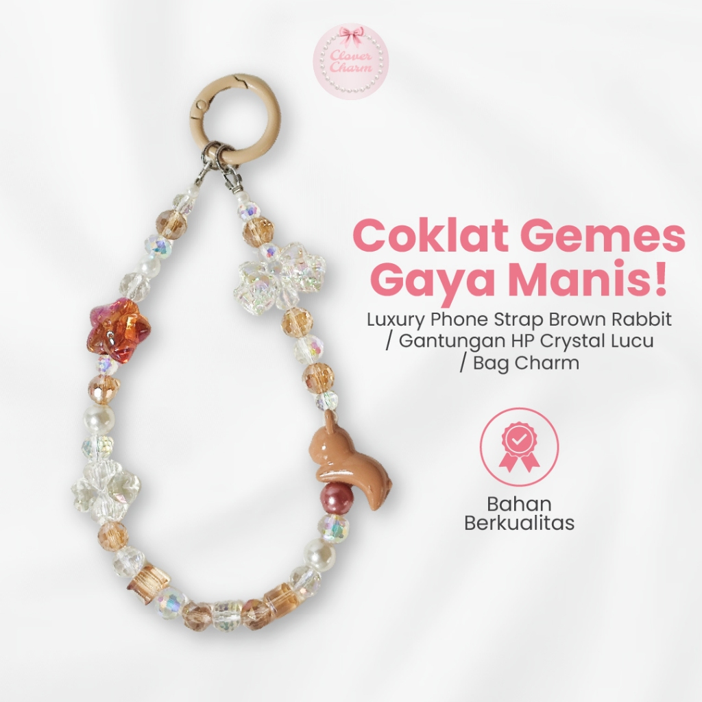 HP GANTUNGAN Chocolate Crystal Cell Phone Hanger with Cute Flower and ...