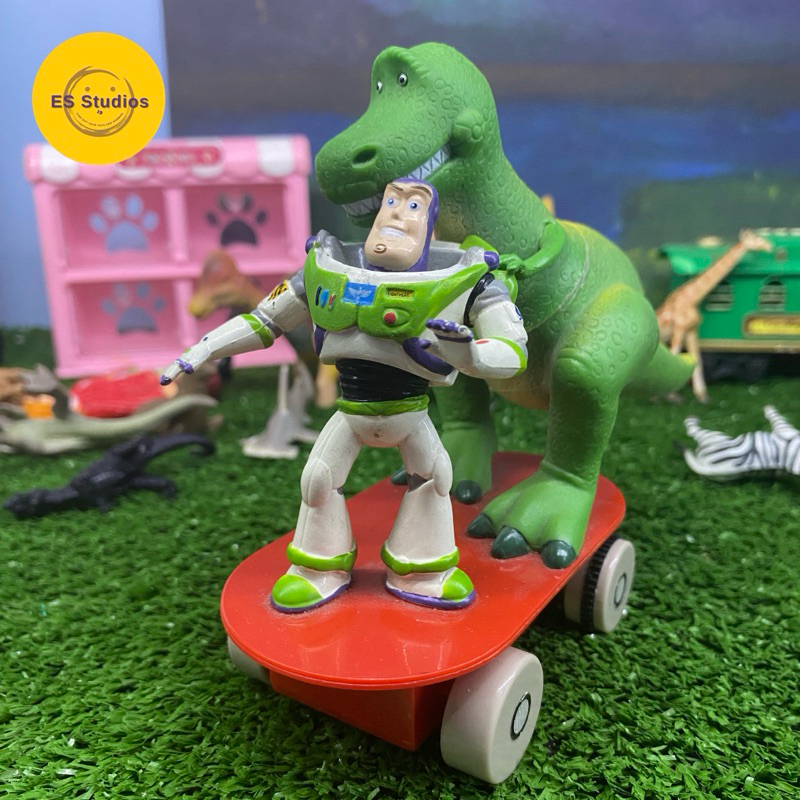 Buzz Lightyear and Rex Dinosaur Toy Story Figure with Skateboard ...