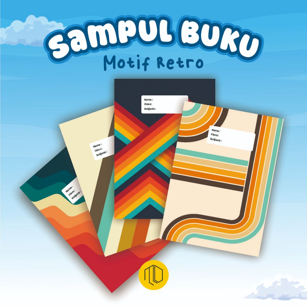 Retro Motif Character Book Cover Filled with 10 Pcs - Custom Aesthetic ...