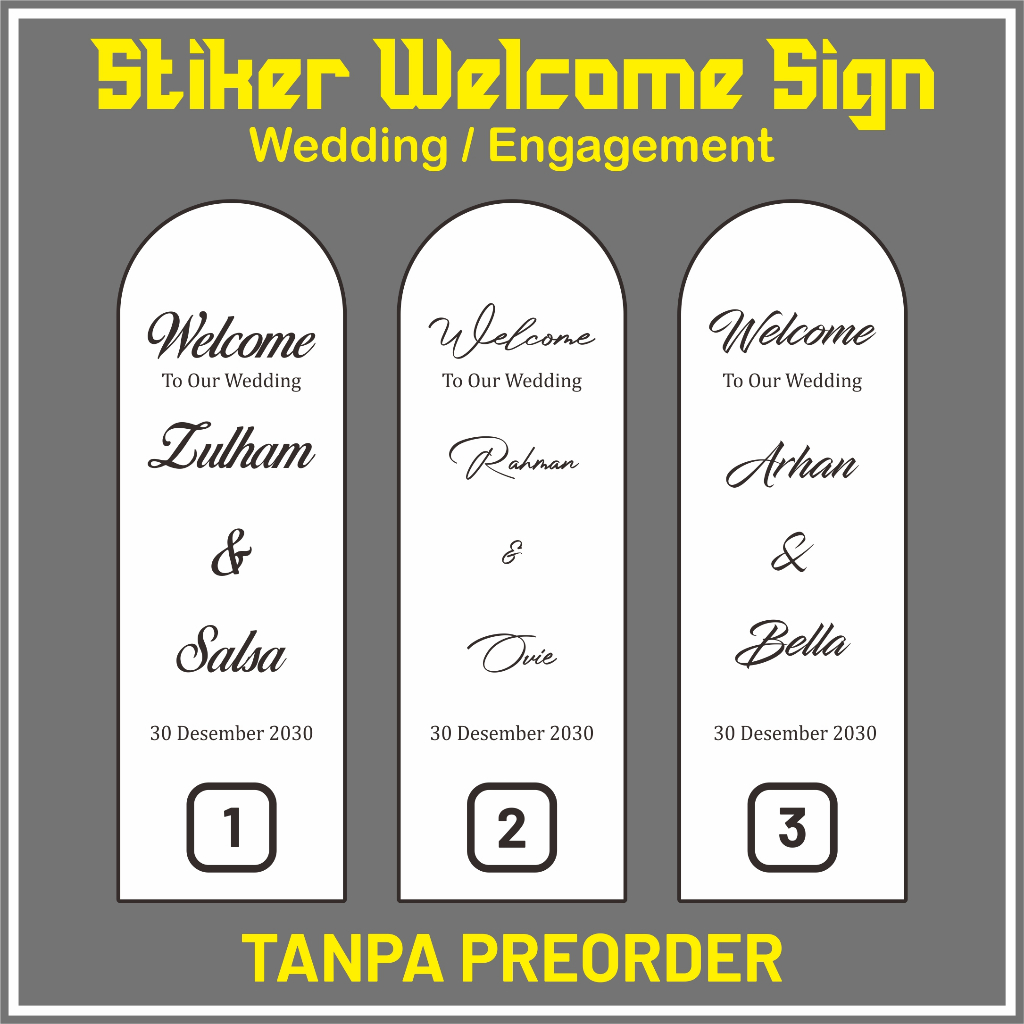 Welcome Sign Sticker Mirror Width 30cm 40cm 50cm 60cm Custom Wedding ...