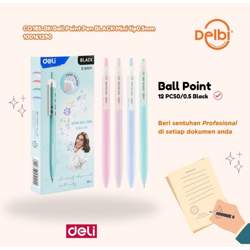 HITAM Deli Ballpoint pen black ink pen 0.5 mm | Shopee Malaysia