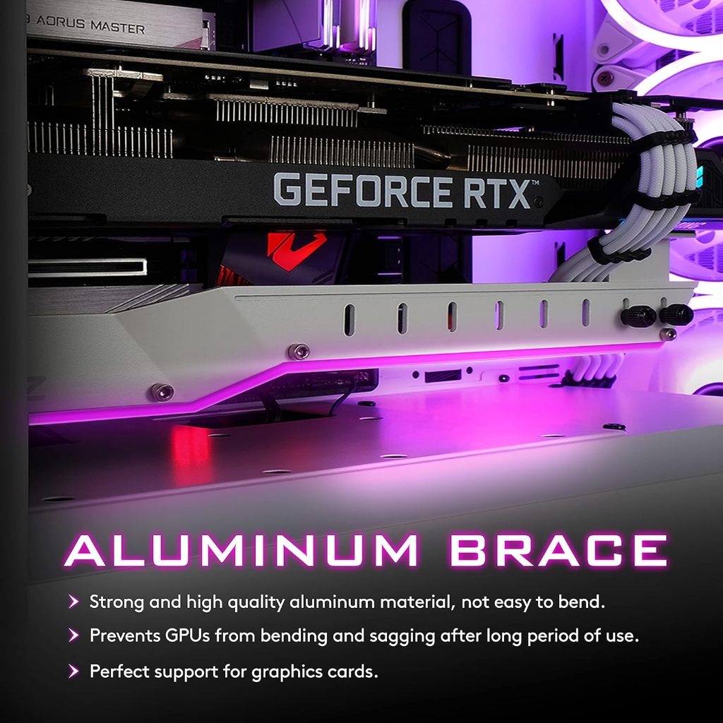EZDIY-FAB WHITE ARGB UNIVERSAL VGA GPU GRAPHIC CARD STAND SUPPORT ANTI ...