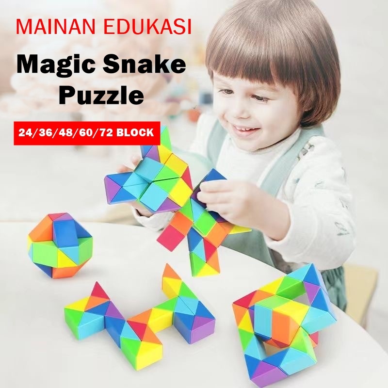 Children's Educational Toys Magic Snake Puzzle Cube Ruler Twist Snake ...