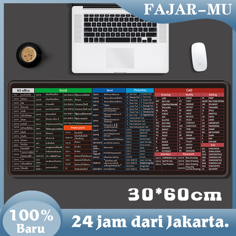 TOMBOL Office Excel Shortcut Keys Mouse Pad 30*60cm English Shortcut ...