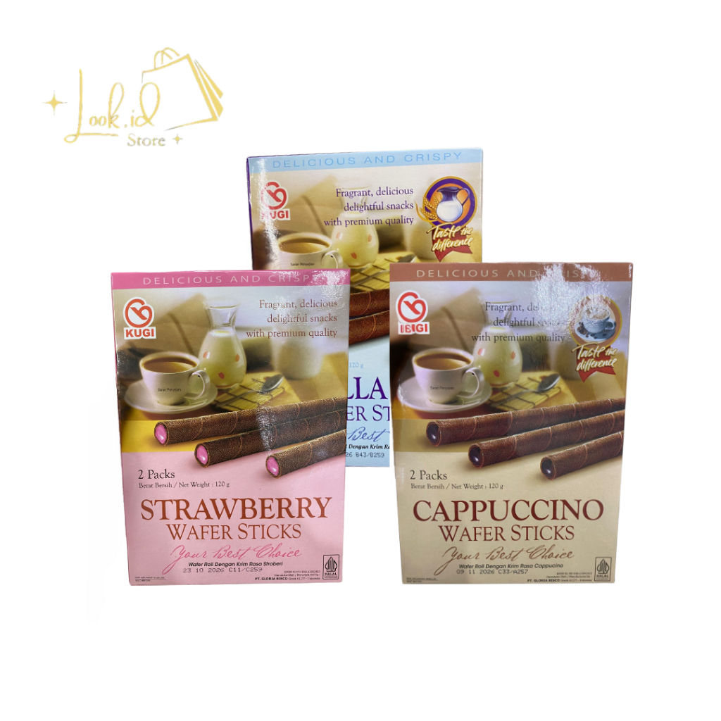 Kugi Wafer Stick Chocolate Vanilla Strawberry Cappuccino Wafer Roll ...