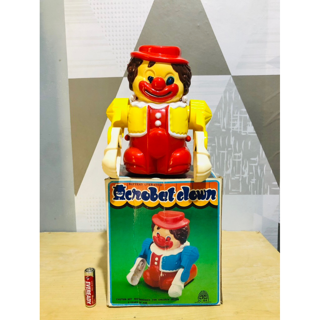 Vintage Clown Toy Acrobat Clown With Original Box JC 841 Taiwan Jester ...