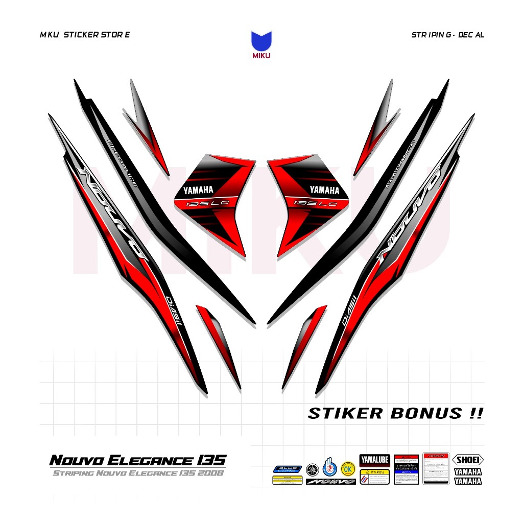 NES04b Sticker Yamaha Nouvo Elegance 135 LC Lis Sticker Sticker ...