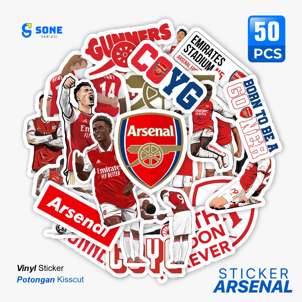 Arsenal FC Logo Club Vinyl Waterproof Stickers Suitable for Motorcycle ...
