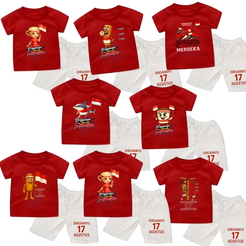MERAH Red and white/Indonesian Independence shirt set anomali italian ...