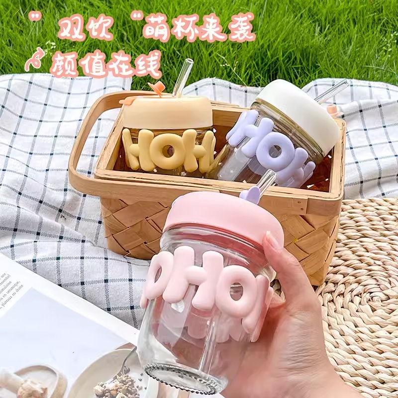 Hoho Glass Bottle Cute Luxury Hoho Glass 400 ML Unique Gift Cute Rubber ...