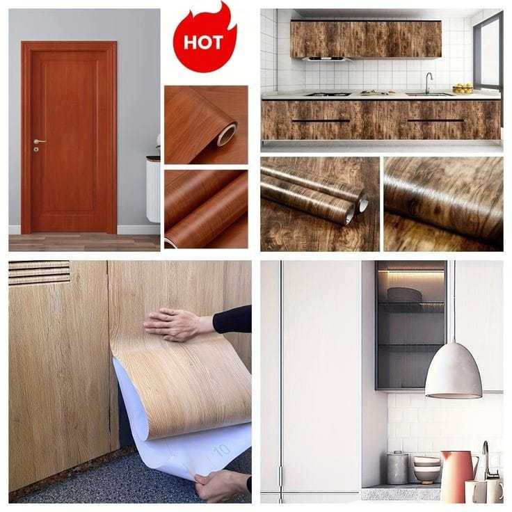PVC Wood Sticker L 45cm – Waterproof & Oil-Resistant Furniture Coating ...