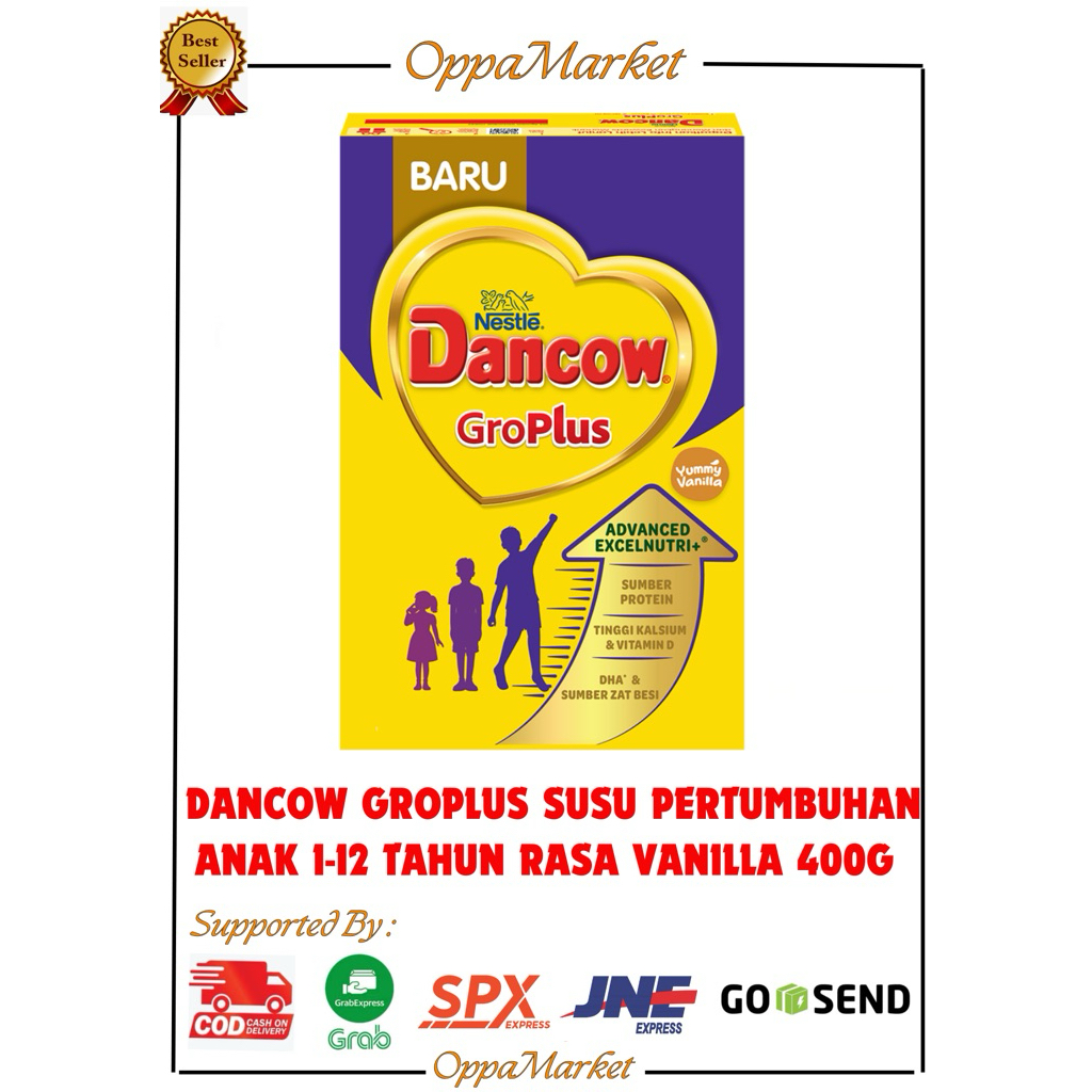 DANCOW GROPLUS GROWTH MILK FOR CHILDREN 1-12 YEARS VANILLA FLAVOR 400G ...