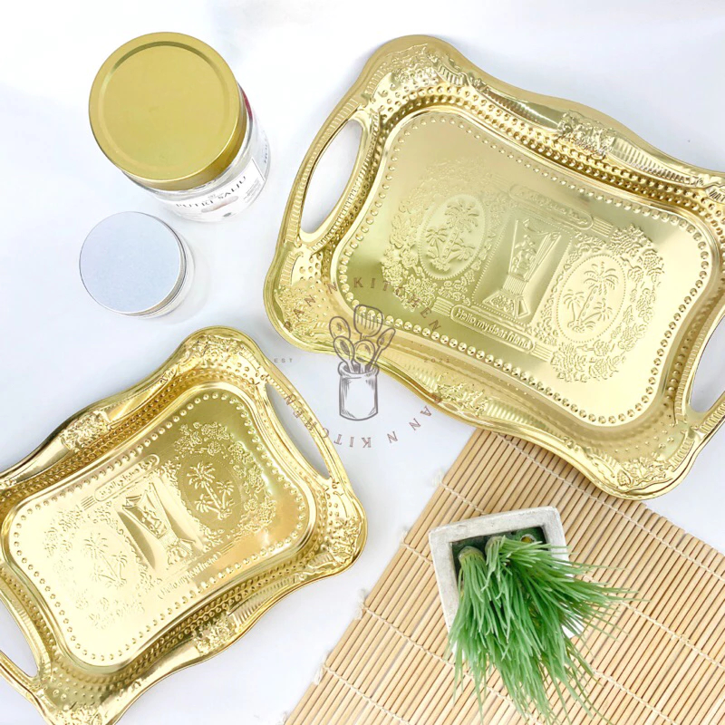 [ORIGINAL] Tray/ Gold Arabic Tray / Yellow Gold Stainless Steel Tray ...