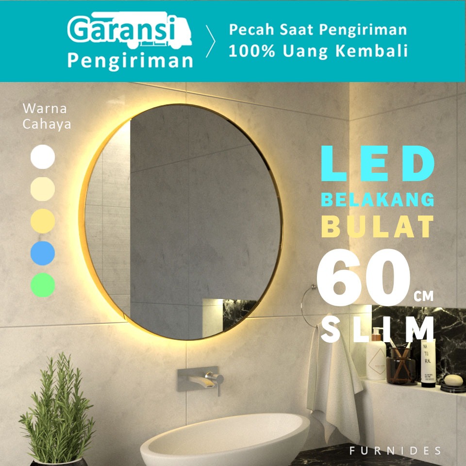 CAHAYA Round Mirror 60 cm LED Back Light | Slim Frame | Shopee Malaysia