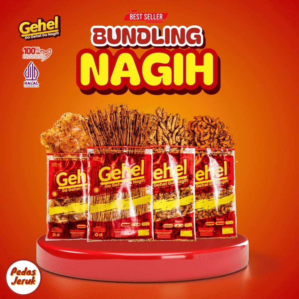 Gehel Nagih Bundling Package - Snack Noodles Sticks, Chips, Basreng ...