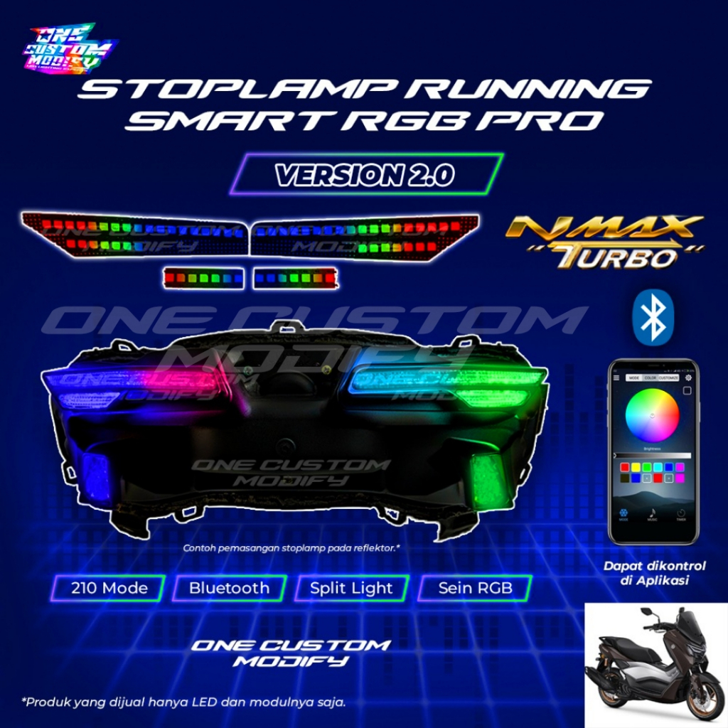 Stoplamp Running RGB V2 Nmax Turbo Smart Pro Bluetooth LED Brake Light ...