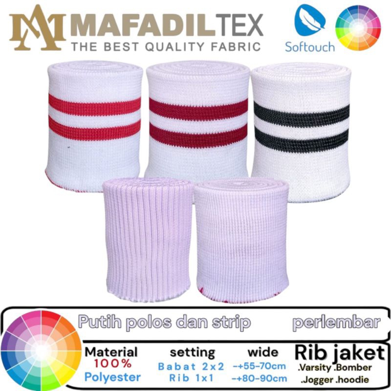 PUTIH Plain white ribs and premium polyester stripes per sheet | Shopee ...