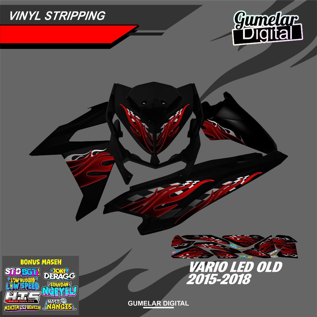 MERAH Simple STRIPPING HONDA VARIO LED OLD 125 150 LATEST VIRAL RACING ...
