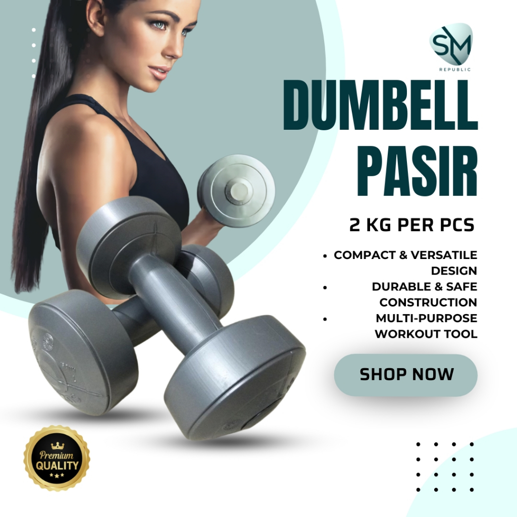 Dumbell Barbell Sand Plastic PVC Premium Dumble 2KG Dumbbell Barbell 2 ...