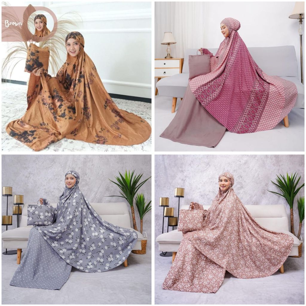 Gsm - ADULT MUKENA FREE BAG / RAYON MUKENA / FLOWER MOTIF MUKENA ...