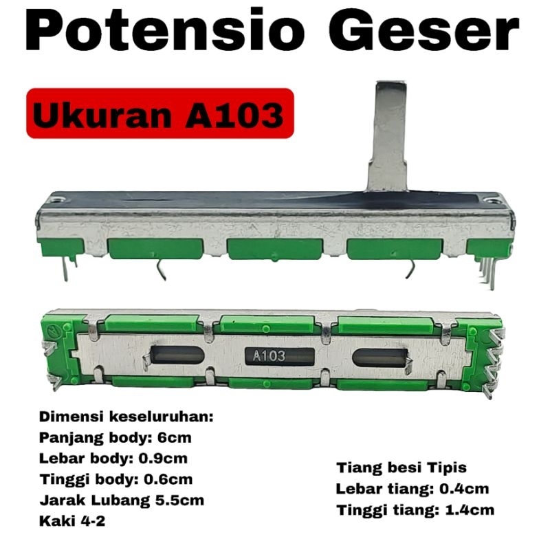 Potentio Slide 6cm 6 pin A10k Stereo Legs 4-2 Slide 6 cm Mixer A103 ...