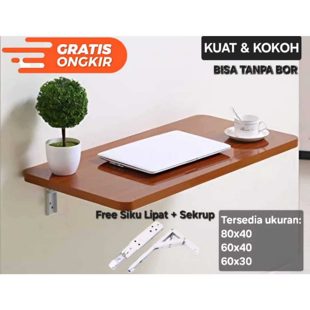 KAYU Folding Wall Table for Work and Study with Laptop Wood Pattern ...