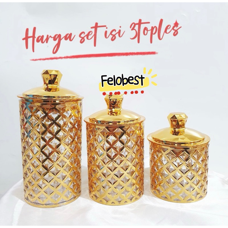 Aesthetic Gold jar Set 3pcs/Set Luxurious asthetic Airtight Jar Dry ...