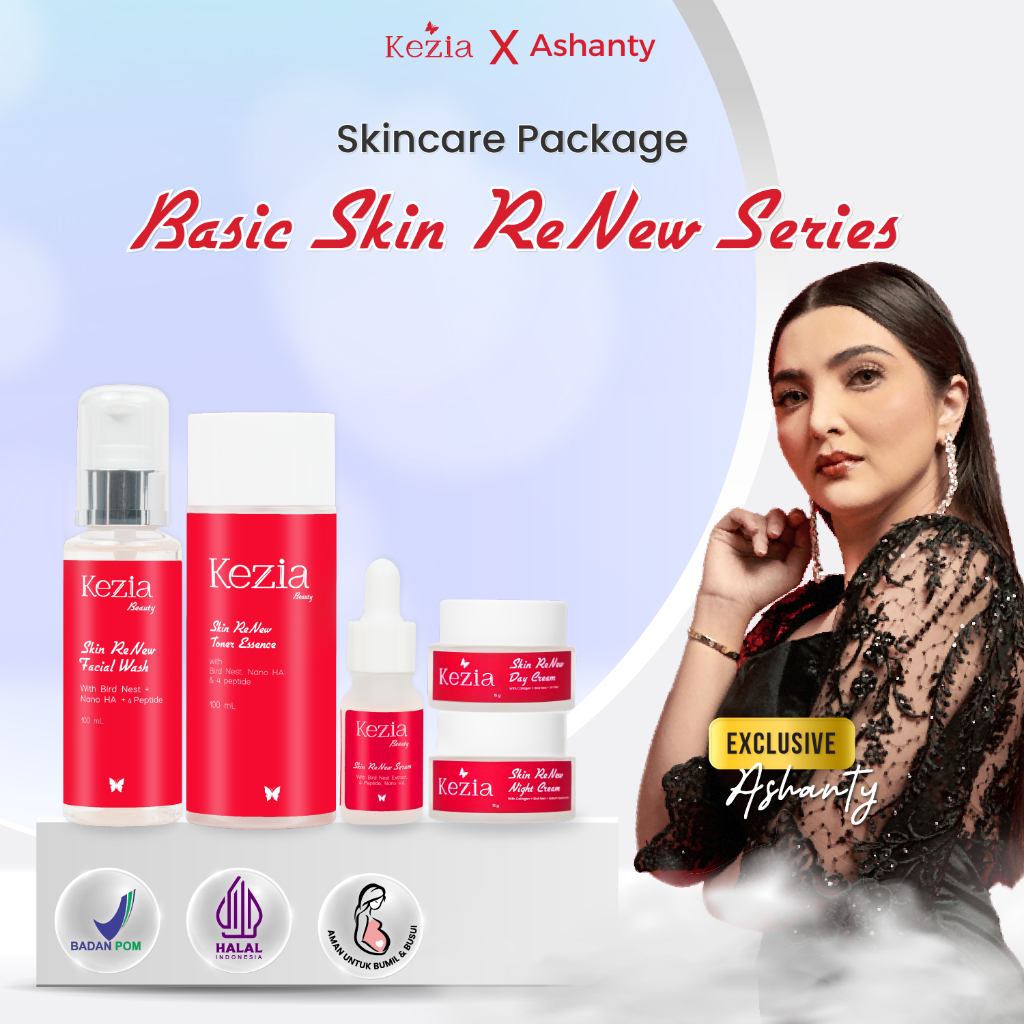 Kezia By ASHANTY - BASIC SKIN RENEW Package (FaceWash, Toner, Serum, DayCream, NightCream ...