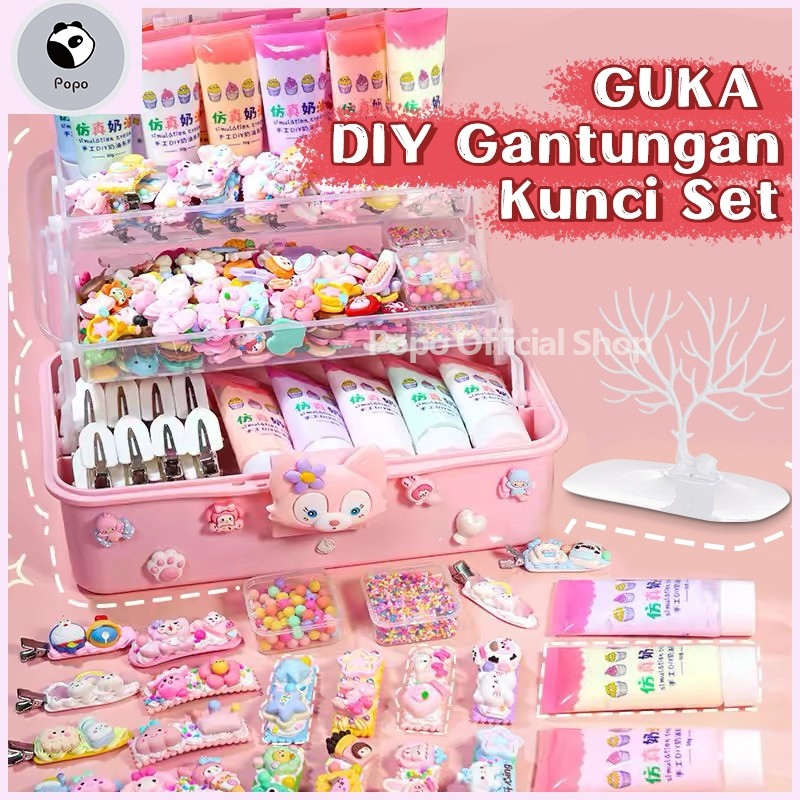 GANTUNGAN Diy Deco Cream Guka Keychain Set Gooka Stickers DIY Keychain ...